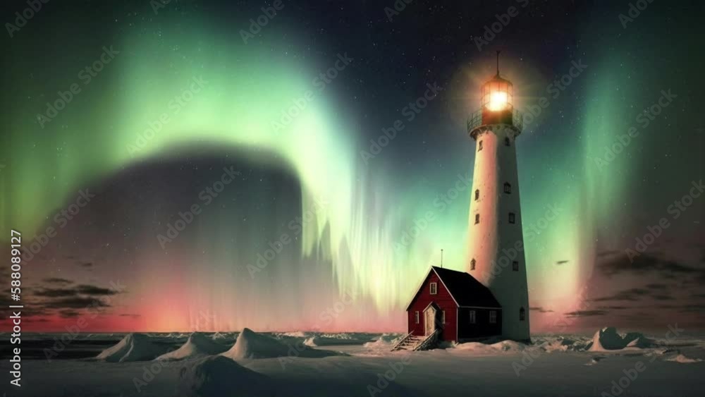 Beautiful Historic Lighthouse in the Far North with Rippling Aurora ...