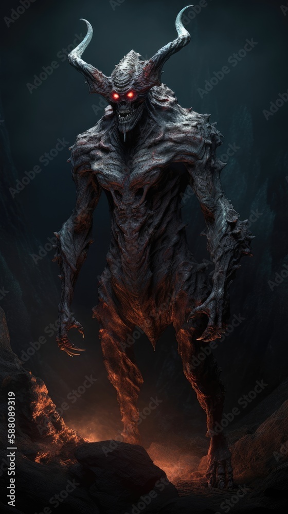 Malevolent Beast in Fiery Landscape - Concept Art by Todd Lockw ...