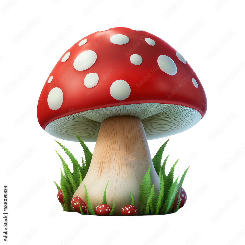 Red mushroom illustration isolated on transparent background ...