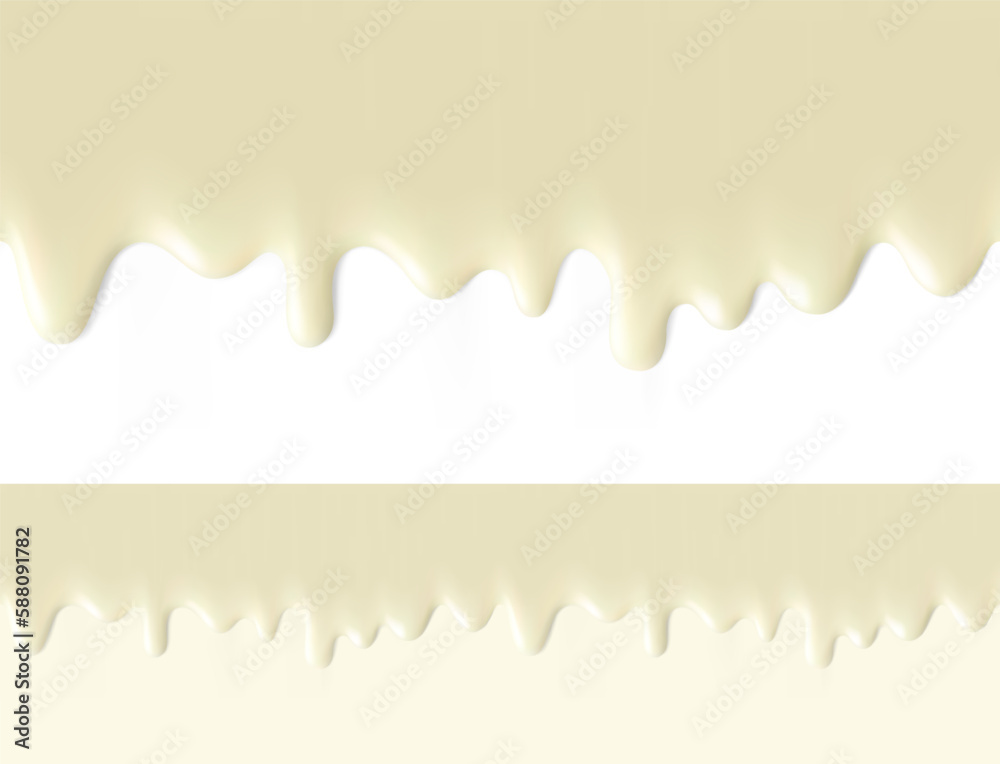 High realistic seamless cream flowing drops. Vector illustration ...