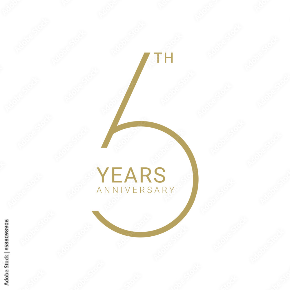 6, 6th Year Anniversary Logo, Vector Template Design element for ...
