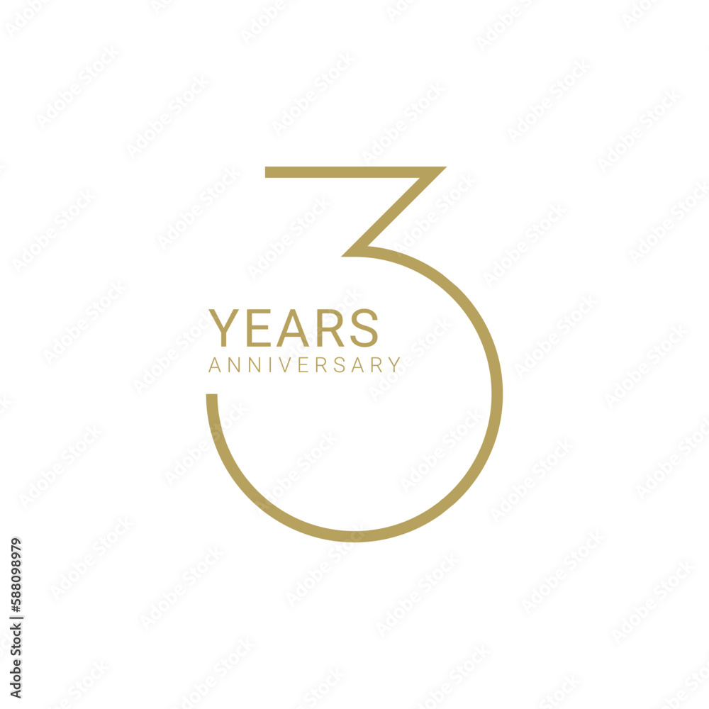3, 3rd Years Anniversary Logo, Vector Template Design element for ...