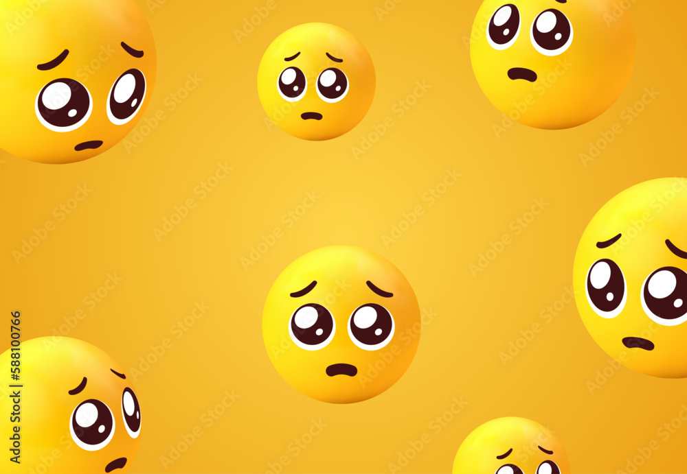 Vettoriale Stock 3d pleading emoji face with glossy eyes background ...