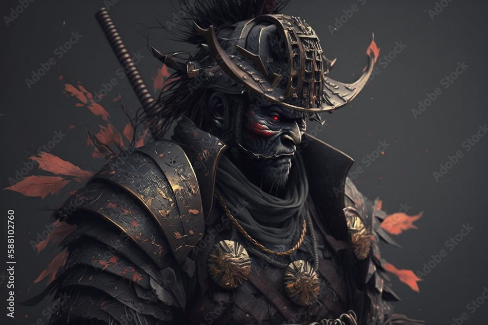 Samurai japanese ronin warrior in war combat costume. Traditional ...