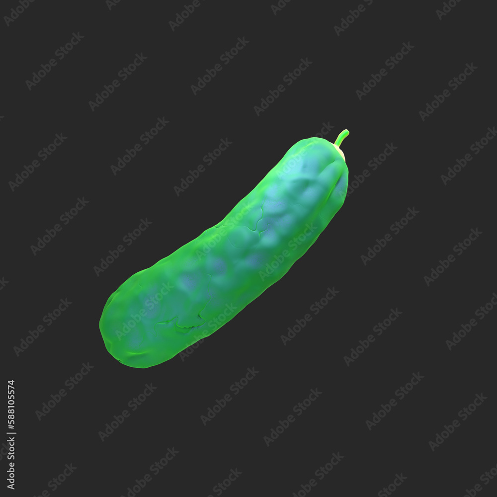 3d cartoon cucumber in the style of clay modeling. Illustration of ...