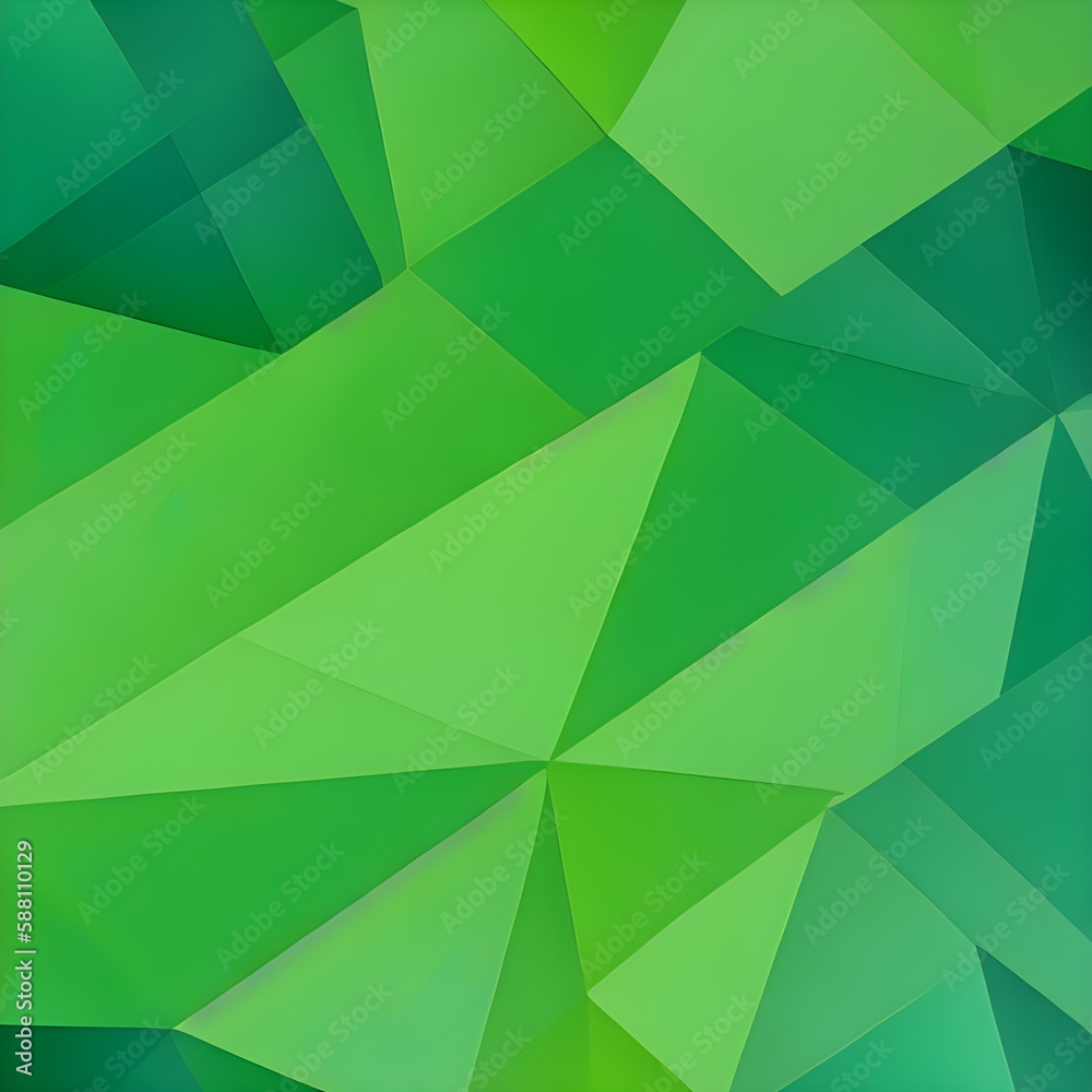 Geometric pattern of overlapping polygons in green tones. The image was created using generative ...