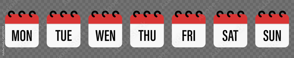 Calendar days week. Monday, tuesday, wednesday, thursday, friday ...