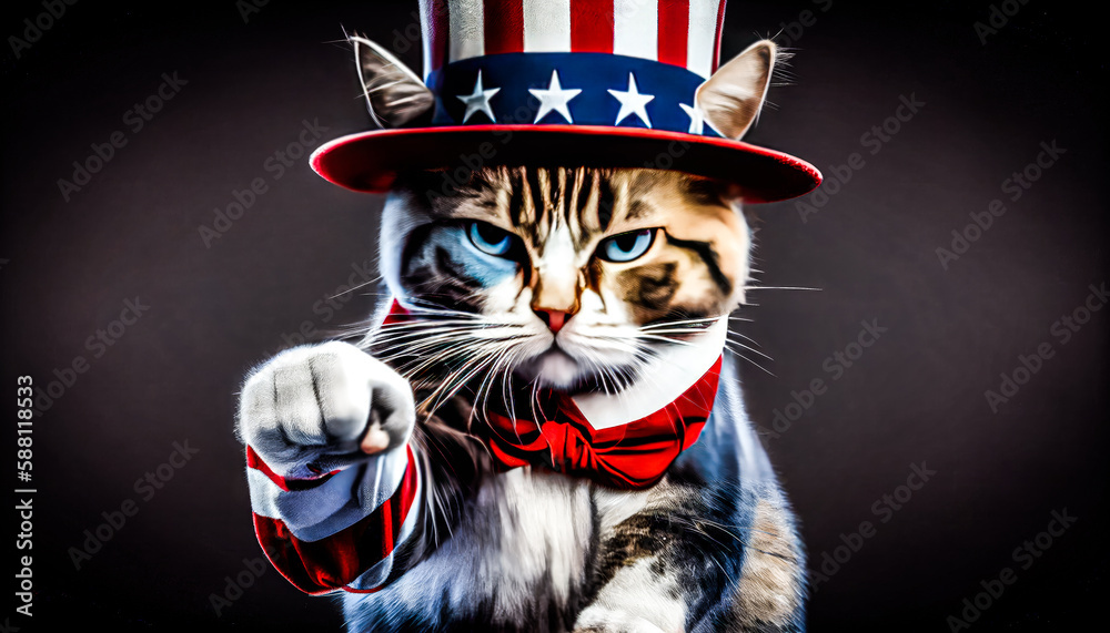 cat like uncle sam. Generative AI, Generative, AIcat Stock Illustration ...
