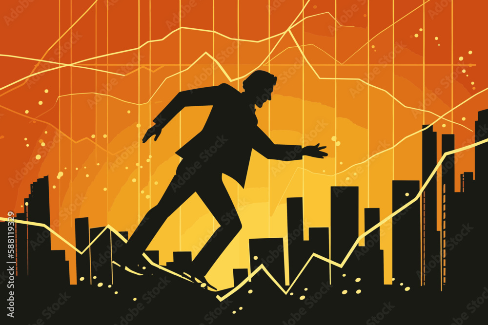 Banking system collapsing, graph down and stock market plummeting Stock ...