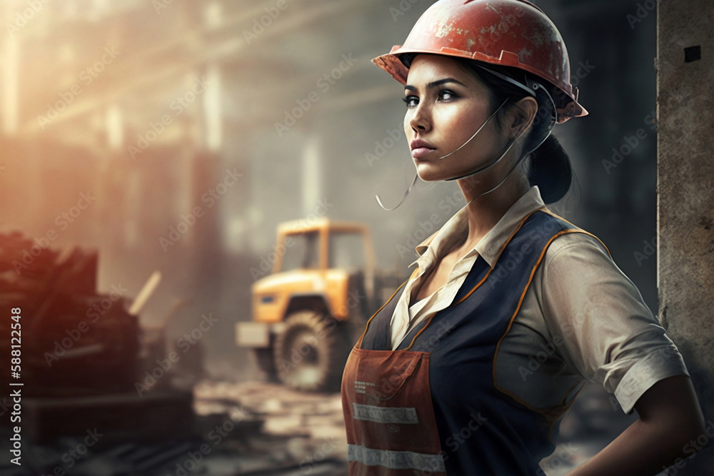 Froman women wearing protective helmets, inspecting the contractor and the correct force ...