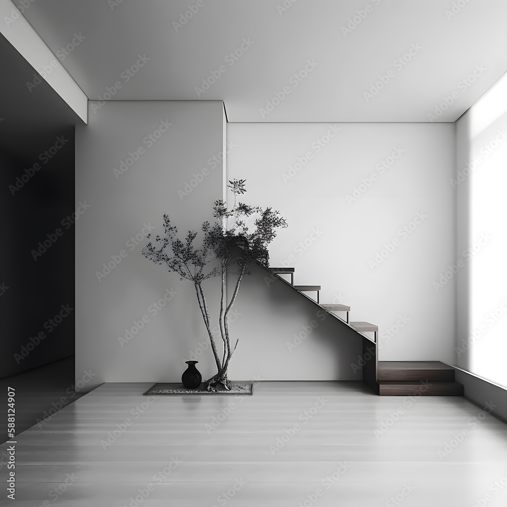 Clean, modern interior featuring minimalist white architecture and ...