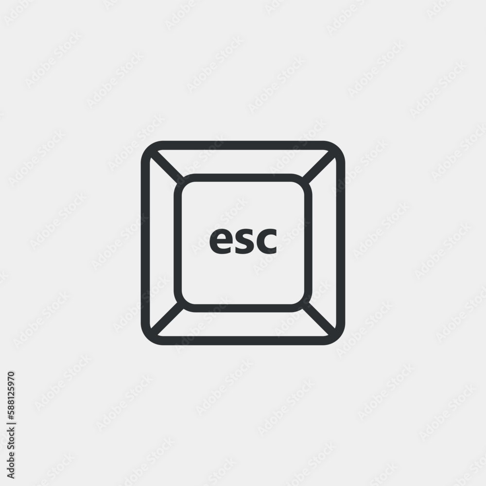 Esc button key line icon. Keyboard symbol for escape, exit, return ...