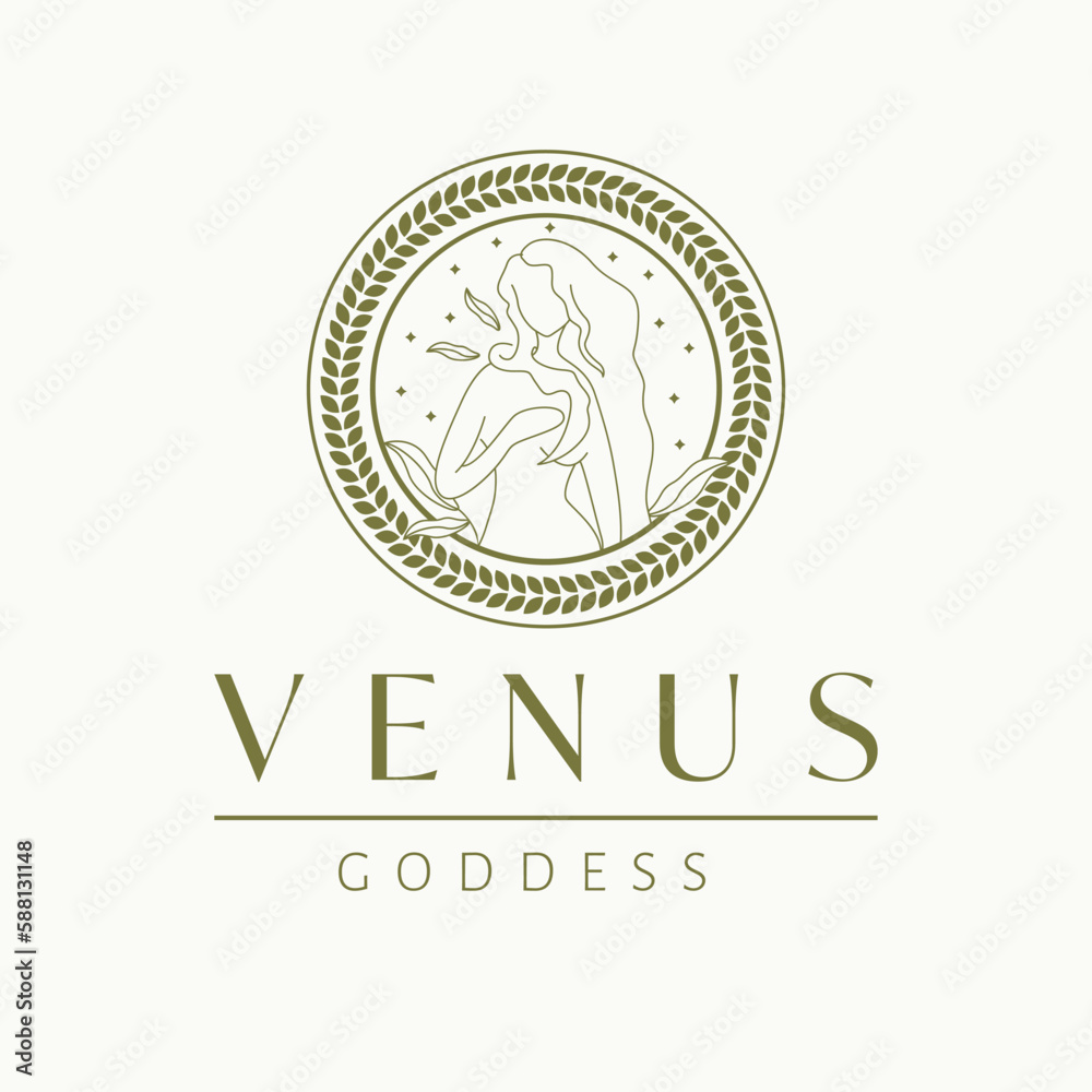 Venus goddess logo design. Goddess vector logotype. Beauty and art ...