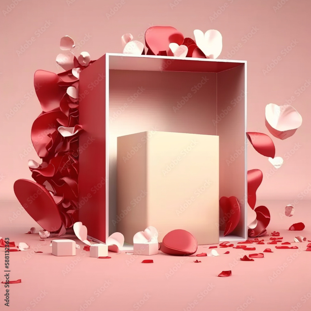 Luxurious Cosmetic Product Presentation with 3D Podium, Red Surprise ...