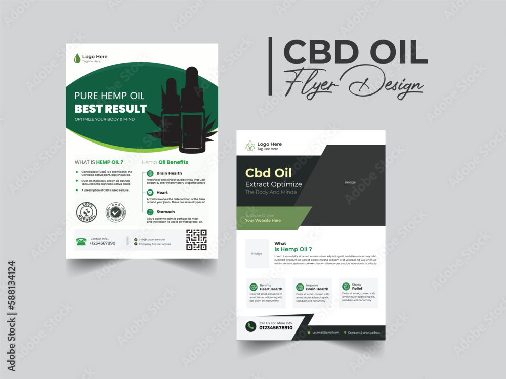 Hemp oil flyer design template Stock Vector | Adobe Stock