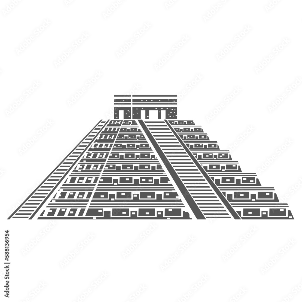 Mayan pyramid glyph icon vector illustration. Stamp of Mexican ancient ...