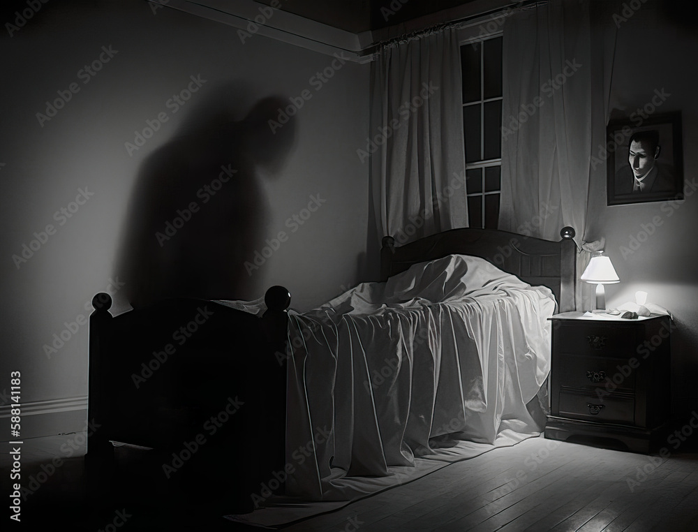 Chiaroscuro-Inspired Depiction of Sleep Paralysis Stock Illustration ...