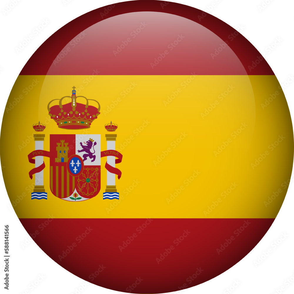 Spain flag button. Emblem of Spain. Vector flag, symbol. Colors and ...
