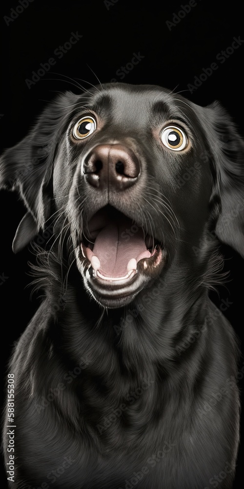 Surprised emotional young dog having stunned fascinated face, created ...