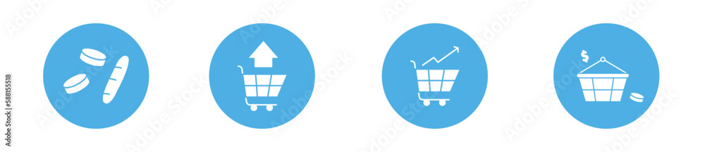 Global inflation modern icon set, food crisis concept, high grocery ...