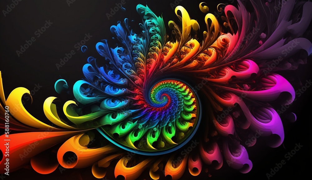 Abstract Wallpaper Rainbow Spiral, multi-colored golden ratio style ...