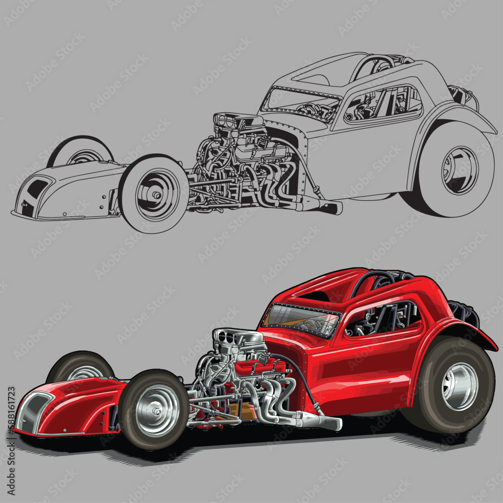 red drag race racing car isolated in gray background for business ...