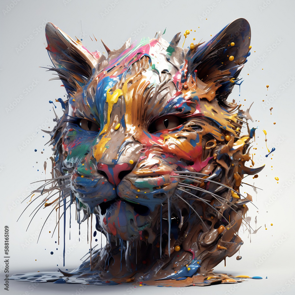 Roaring Cat Paint Splash Tattoo Design - Unique and Creative Artwork ...
