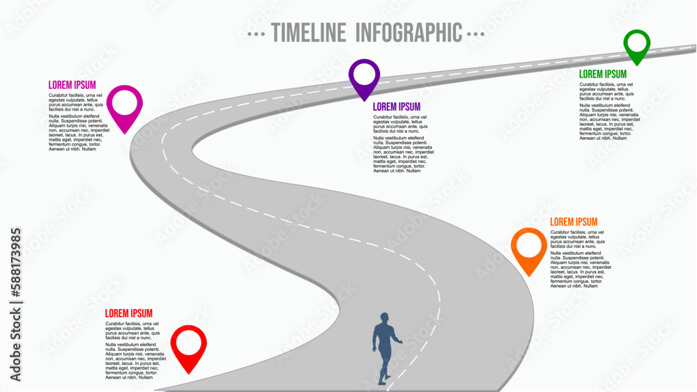 Timeline and roadmap with pinning infographic diagram, with the example ...