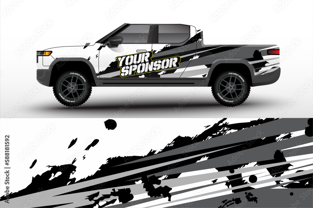 Pick up truck decal wrap design vector. Graphic modern abstract stripe ...