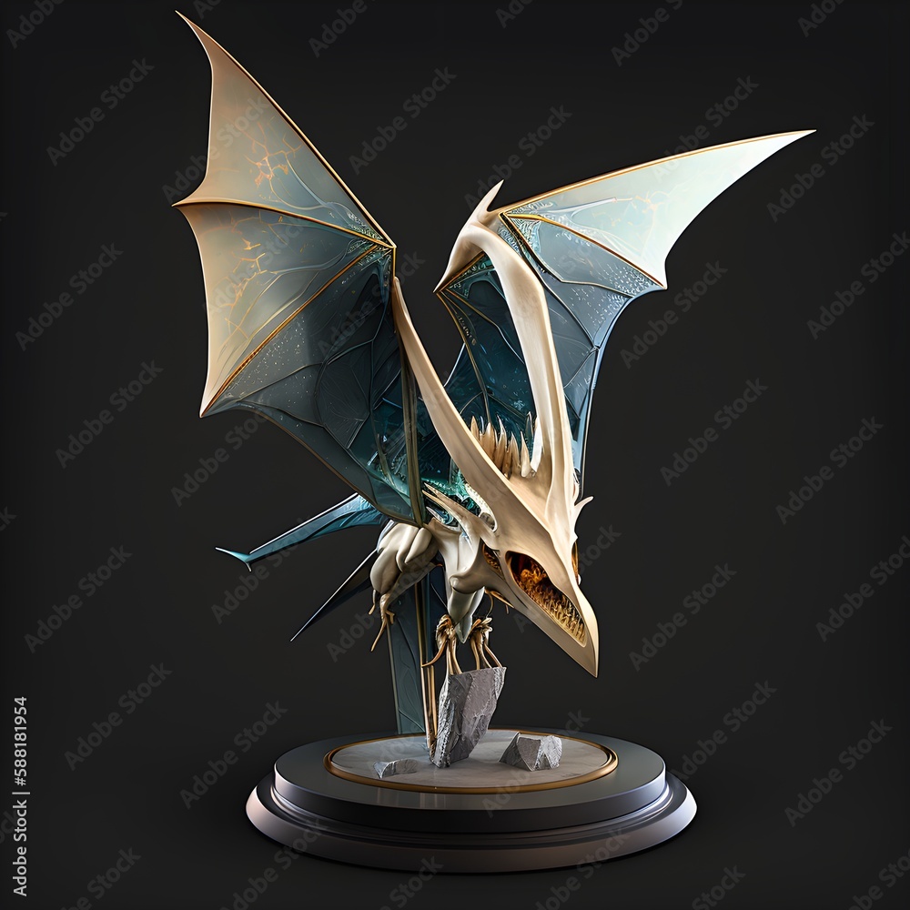 Pterodactyl fossil collectibles display stand studio lighting museum ...