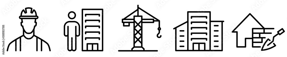 Vetor de Conjunto de iconos de construcción civil. Concepto de ...