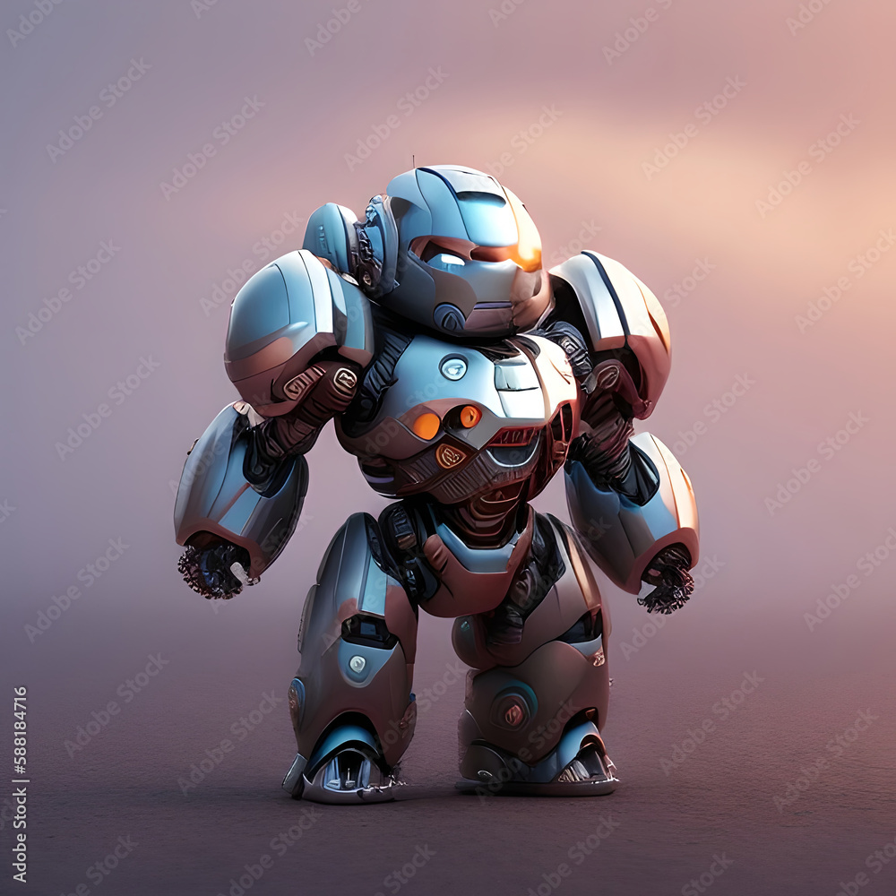Cute Baby Mech Warrior Robot Cyborg Sci-Fi Armor Generative AI ...
