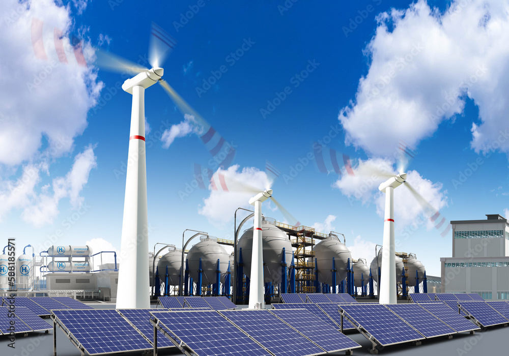 Energy enterprises. Windmills. Solar panels. Eco power station. Energy ...