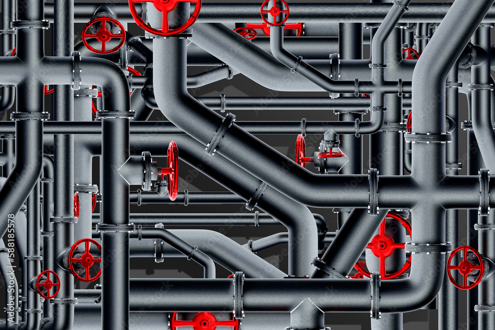 Pipe texture. Backdrop with pipeline. Lots of pipes with pressure ...