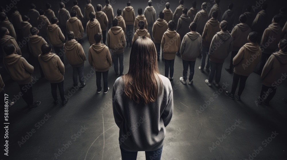 Powerful image of a student standing up to a group of bullies, with a ...