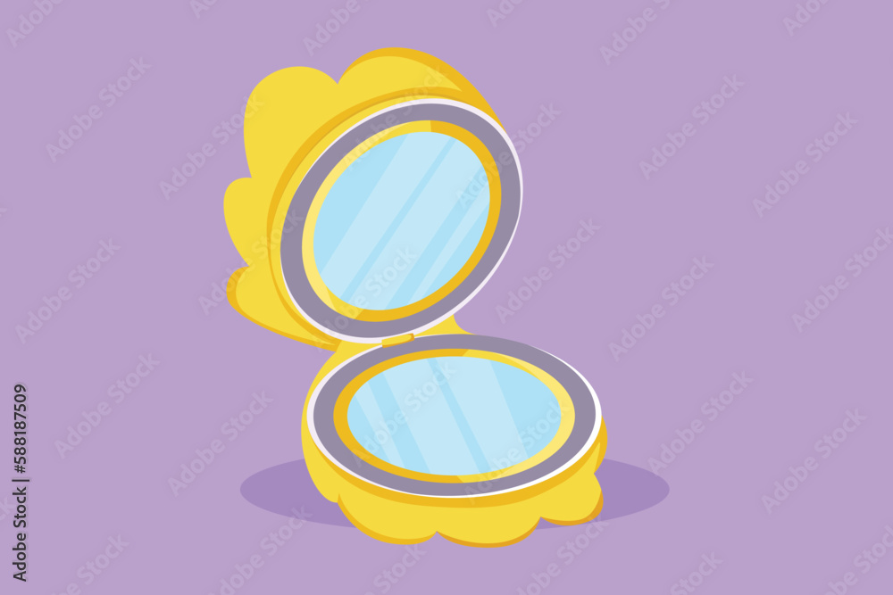 Character flat drawing of face compact makeup powder. Realistic ...