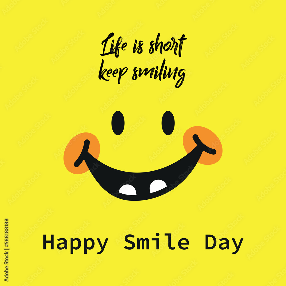 Happy world smile day banner. World smile day lettering with smile face ...