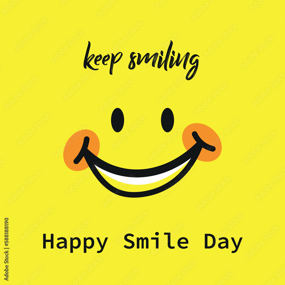 Happy world smile day banner. World smile day lettering with smile face ...