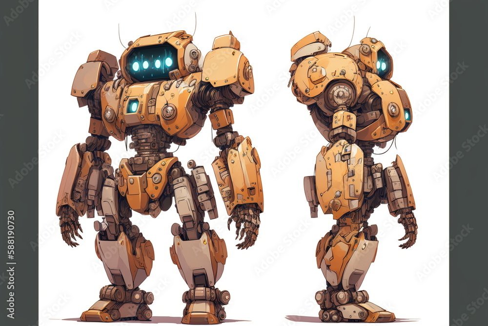 Ilustrace „Wondrous full body futuristic sci-fi military humanoid robot ...