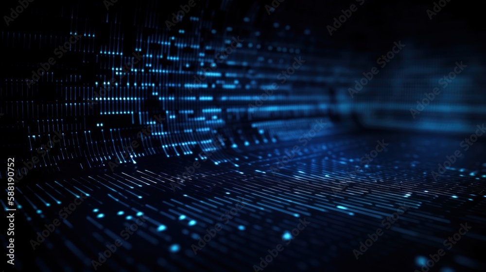 Data binary code, technology background, blue dark background ...