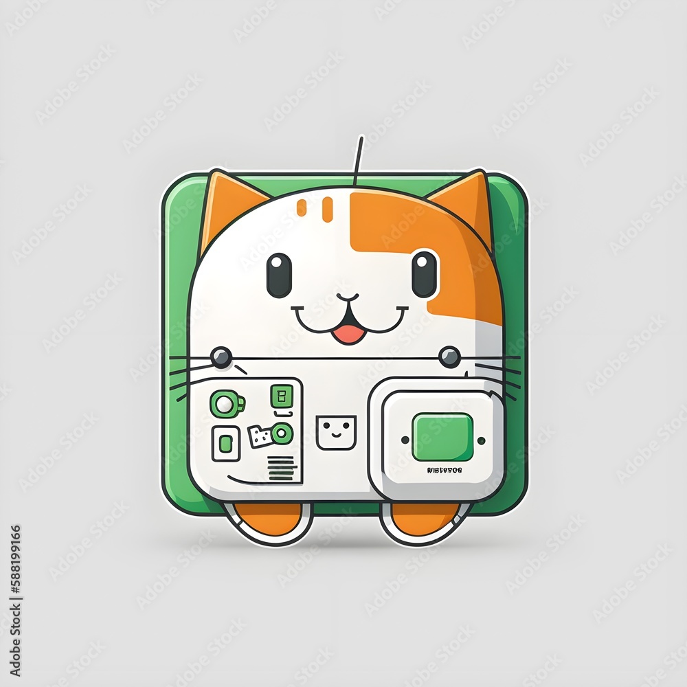 squared with round edged mascot design for a tech company of a robot ...
