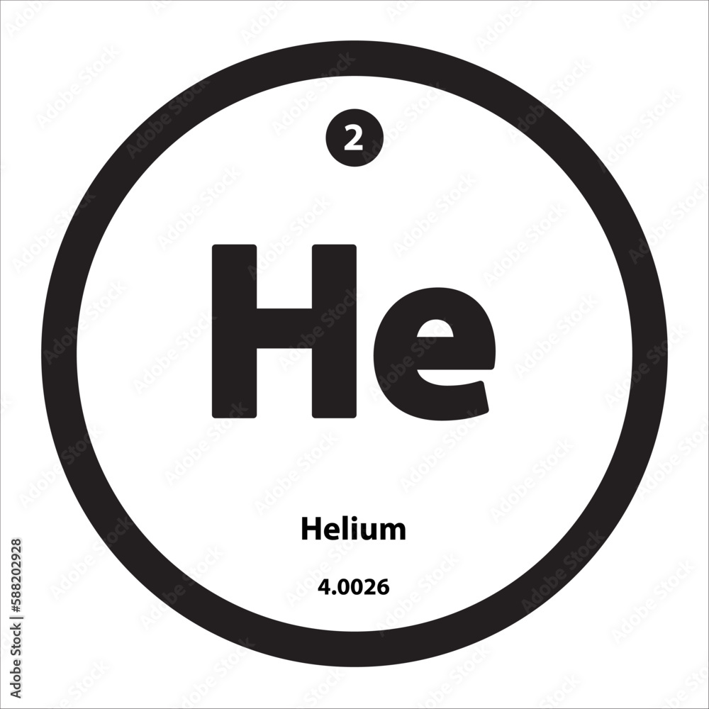 Icon structure Helium (He) chemical element round shape circle black ...