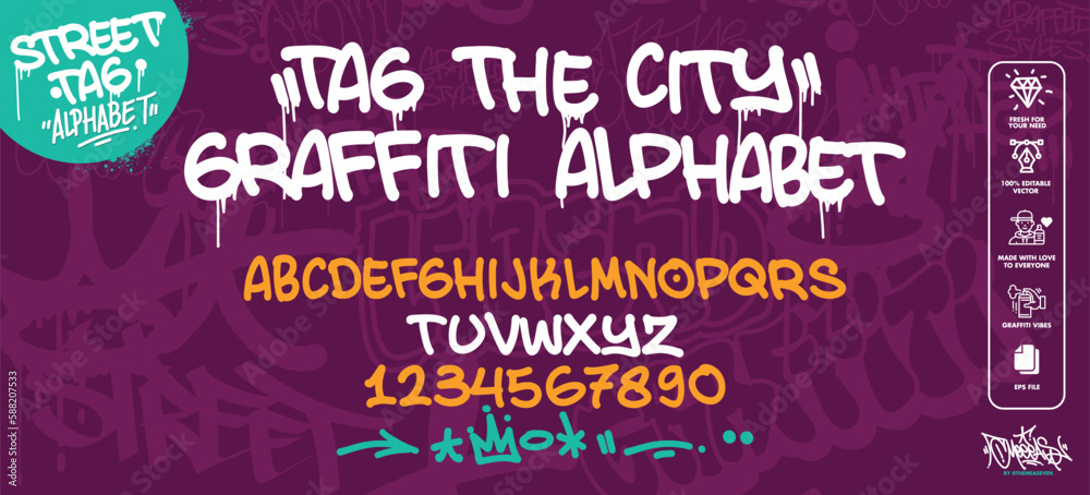 Street Art Modern Graffiti Alphabet. Vector font graffiti alphabet ...