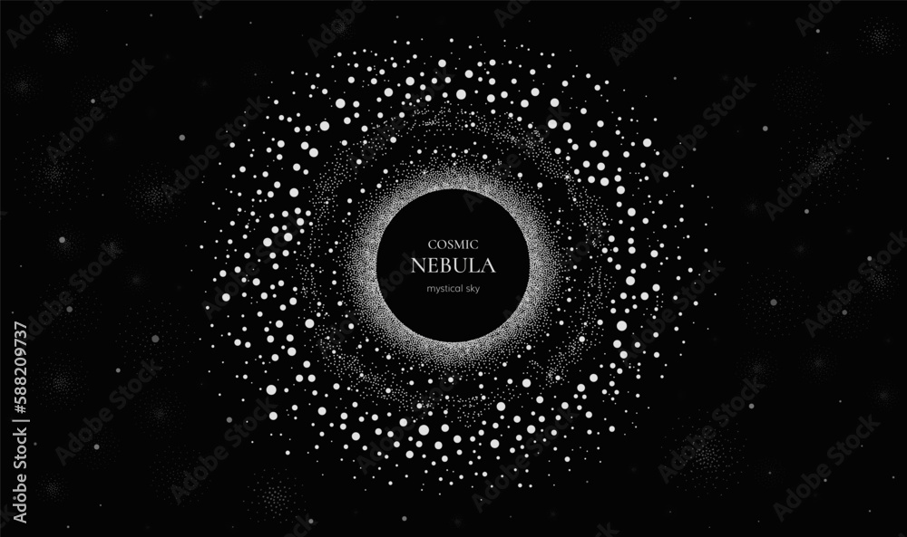 Round border frame with mystical cosmic starry sky background, circle ...