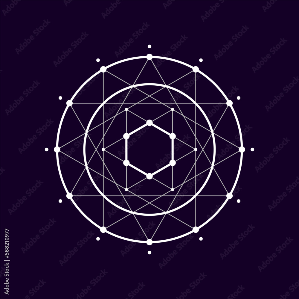 Mystical esoteric symbol, fashion shape with different connected lines ...