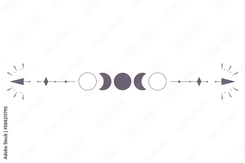 Poster Moon Phases with celestial border isolated on white background ...
