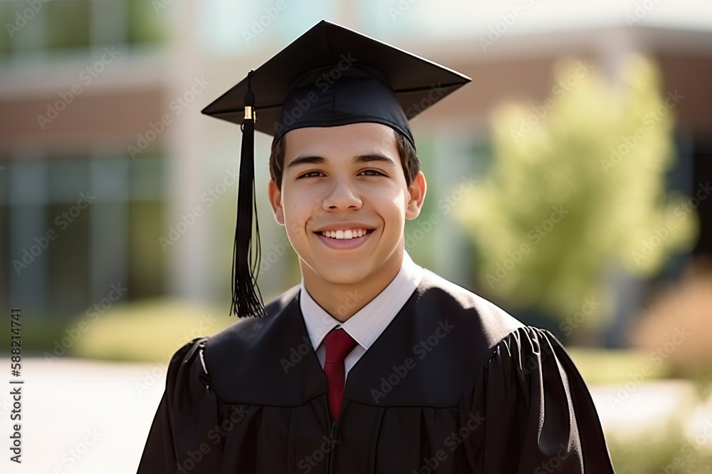 Happy young Hispanic man at a graduation ceremony created with ...