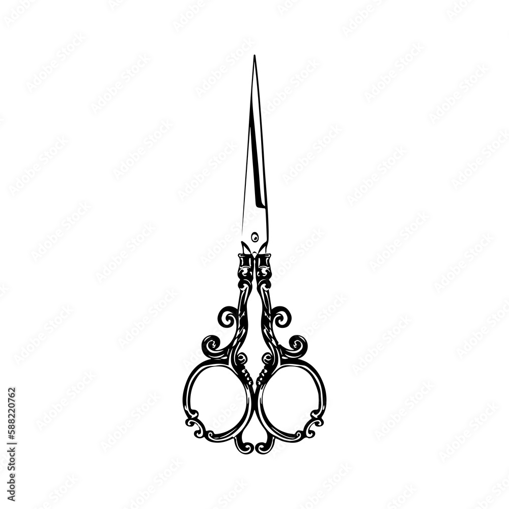 vector illustration of vintage scissors concept Stock Vector | Adobe Stock