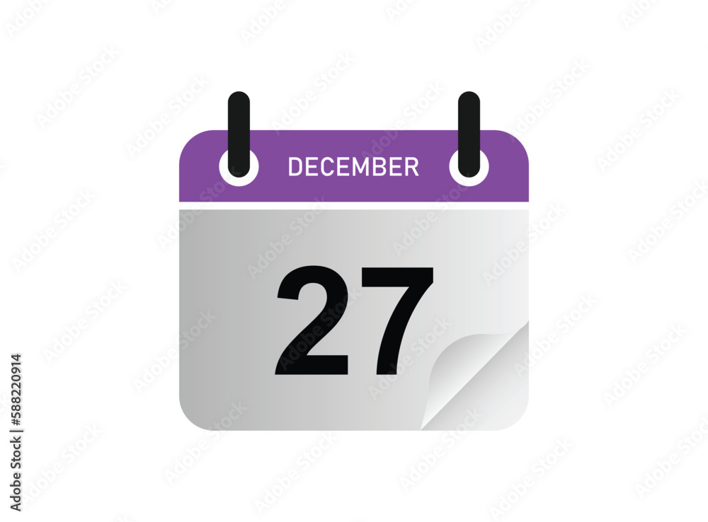 27th December calendar icon. Calendar template for the days of December ...