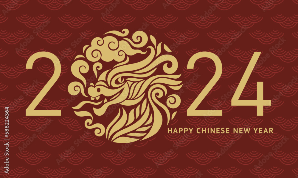 Chinese Happy New Year 2024 Year Of The Dragon Greetings Card Chinese Happy New Year 2024 Year Of The Dragon Greetings Card